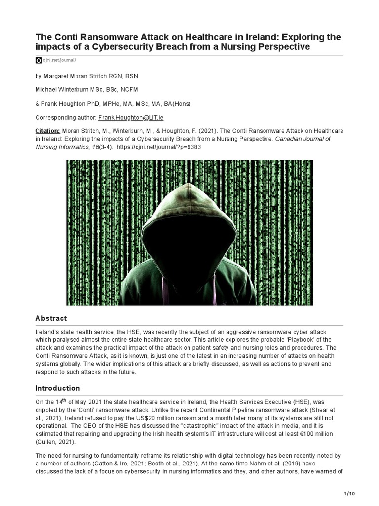 The Conti Ransomware Attack On Healthcare in Ireland Exploring The ...