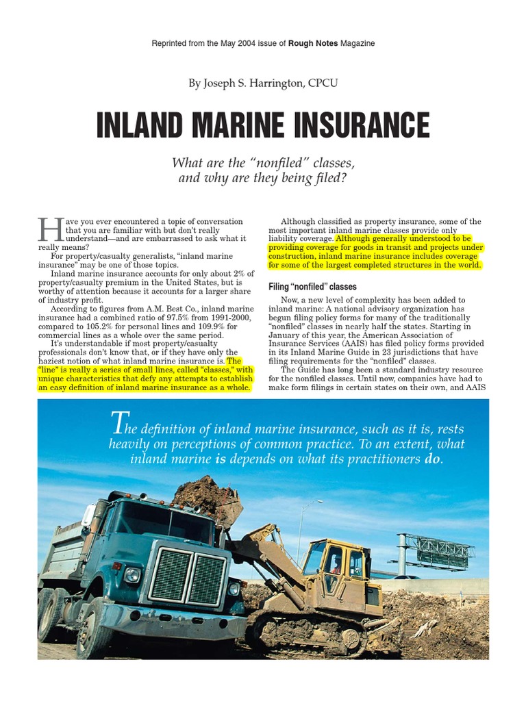 INLAND MAR - ARTICLE - Inland Marine Insurance | PDF | Insurance ...