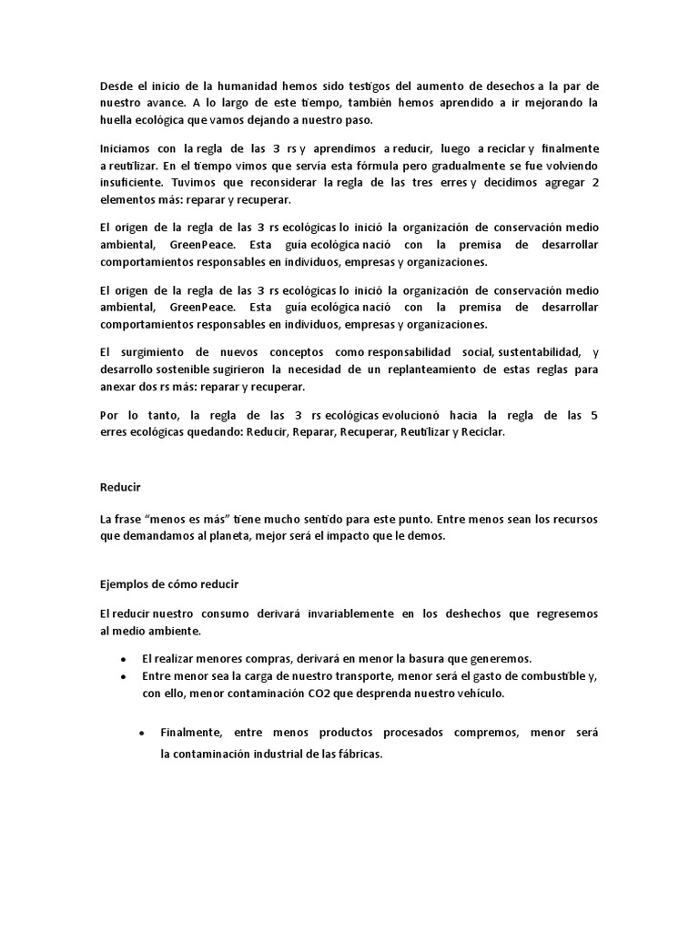 La Evolución de las 3R a las 5R | PDF | Reciclaje | Residuos