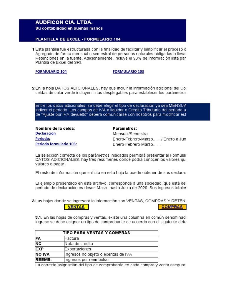 Demo Formulario 104 Iva y 103 Retenciones Sociedades | PDF | Impuesto al valor agregado | Impuestos