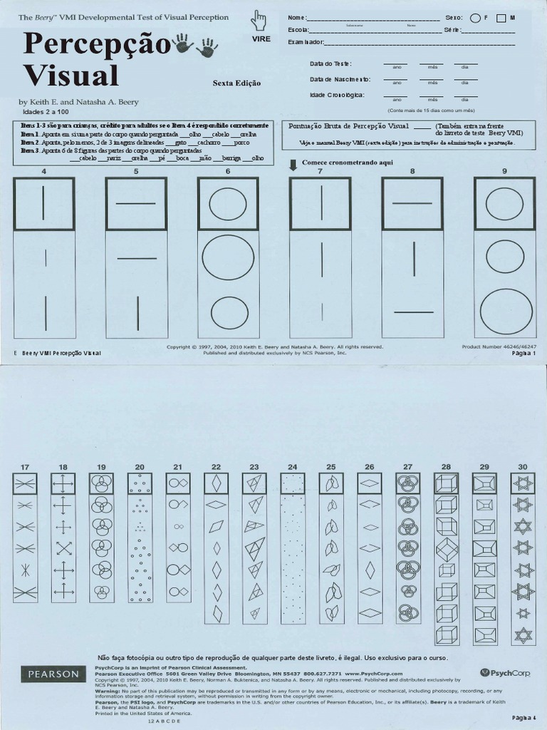 Formulário de avaliação da percepção visual Beery VMI | PDF