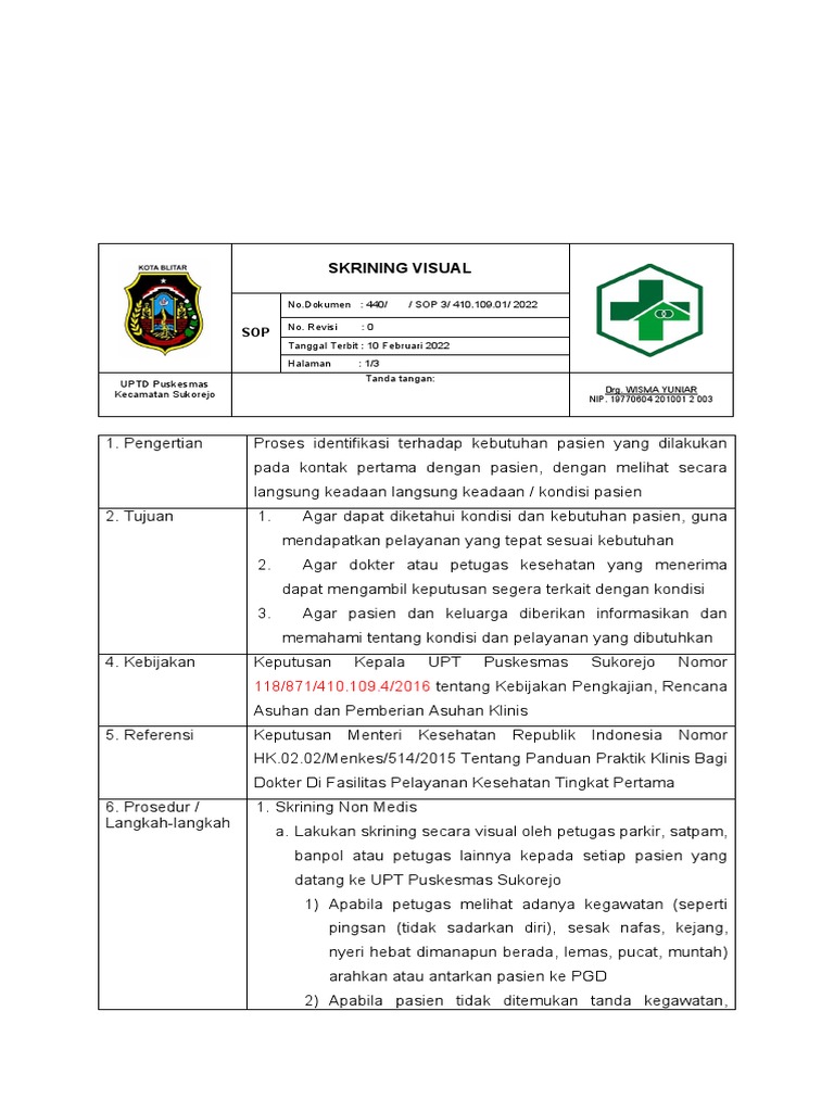 Sop Skrening Visual | PDF | Pengembangan Diri | Sains & Matematika