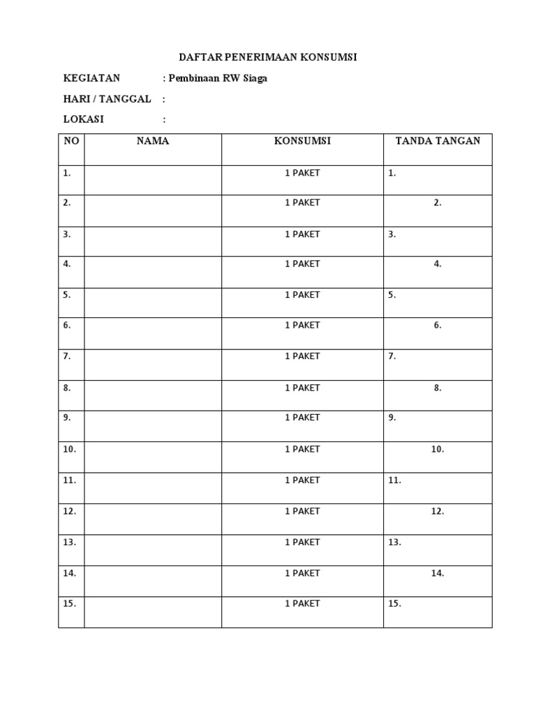 Daftar Hadir RW Siaga | PDF