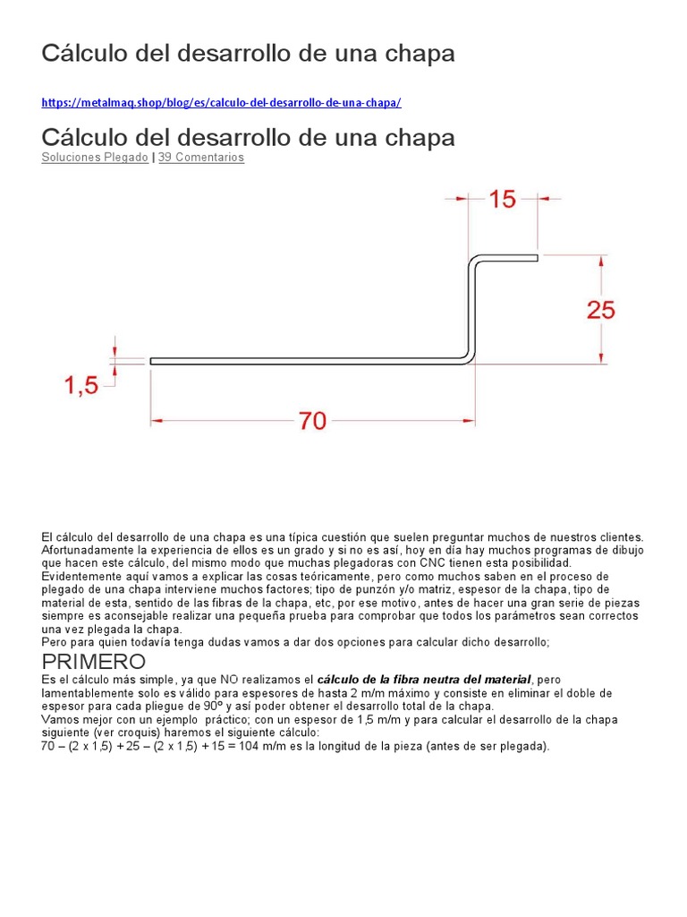 Cálculo Del Desarrollo de Una Chapa | PDF