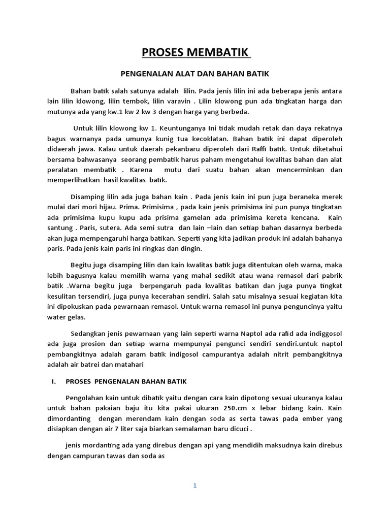 Panduan Lengkap Proses Membatik | PDF | Griya & Taman