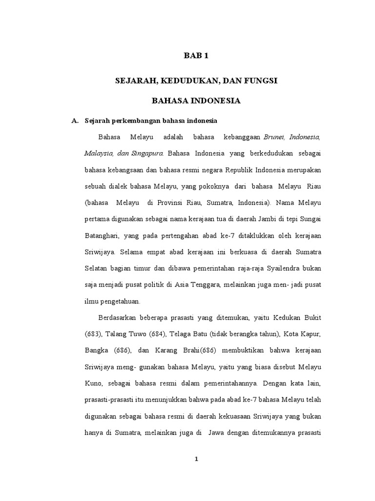 Sejarah dan Fungsi Bahasa Indonesia | PDF | Perjalanan
