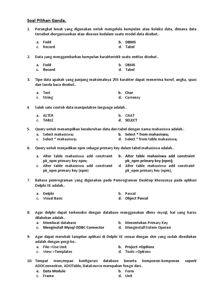 Soal Pemrograman Desktop | PDF