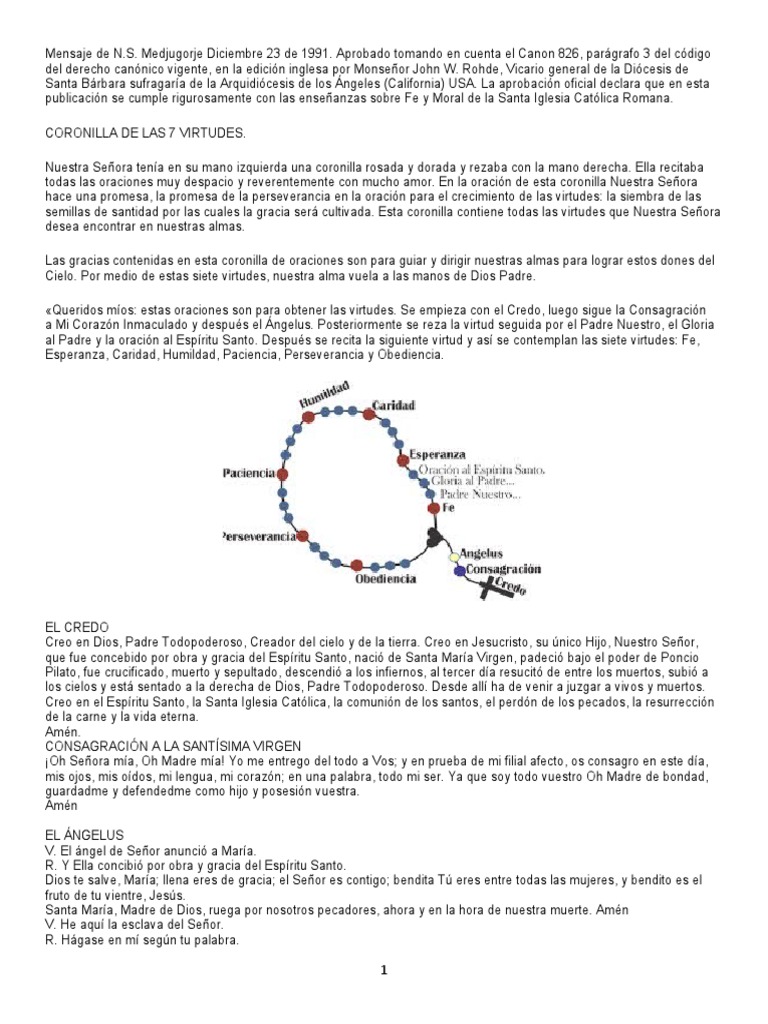 Coronilla de las Virtudes: Una guía para el crecimiento espiritual a través de la oración | PDF ...