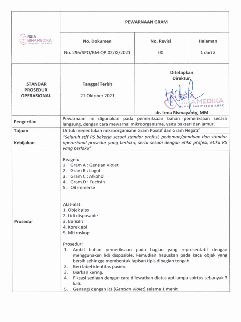 SPO Pewarnaan Gram | PDF