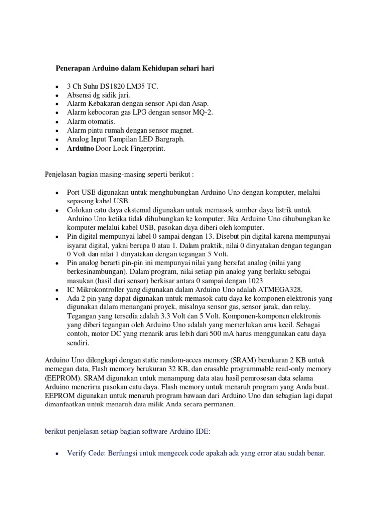 Penerapan Arduino Dalam Kehidupan Sehari Hari | PDF