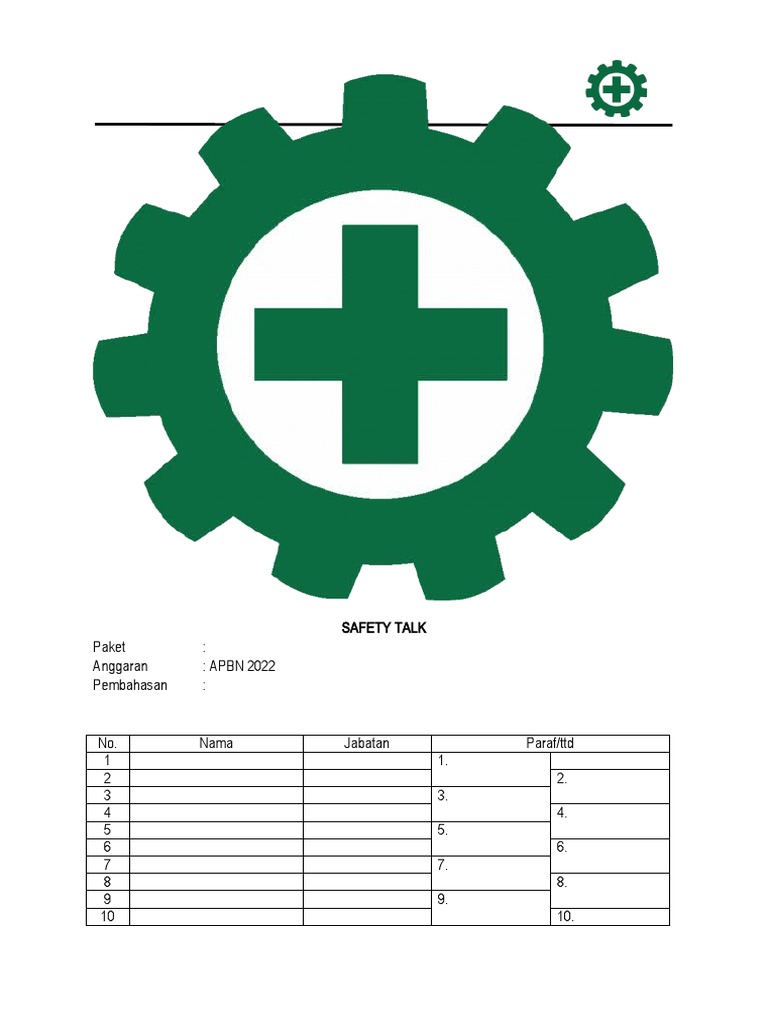 Safety Talk Contoh | PDF