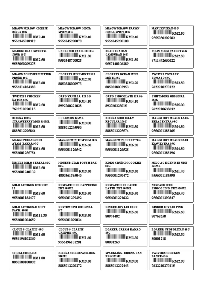 Price Tag Pdf Food And Drink Preparation Cuisine