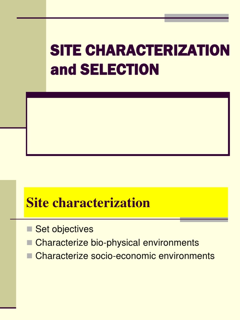 Lecture 04-Site Characterization and Selection | PDF | Soil | Agriculture