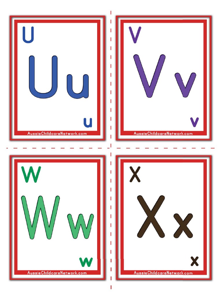 Flash Cards Alphabets UVWX | PDF