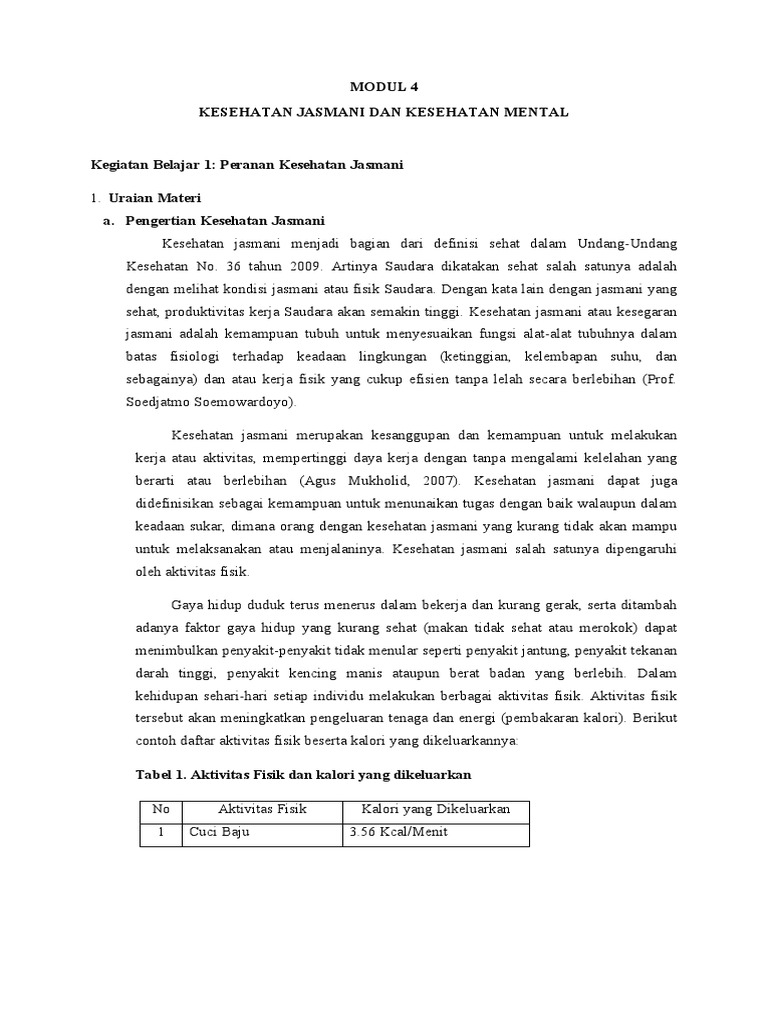 Rangkuman Modul 4 - Kesehatan Jasmani Dan Kesehatan Mental | PDF ...