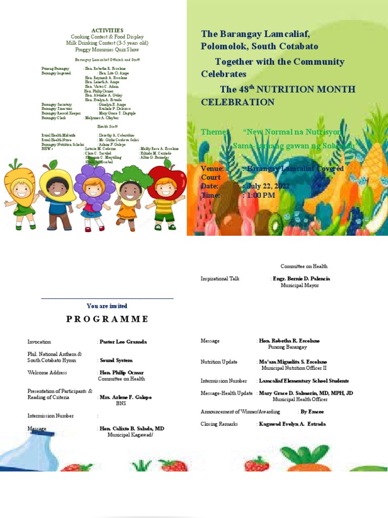Program For Nutrition Month | PDF