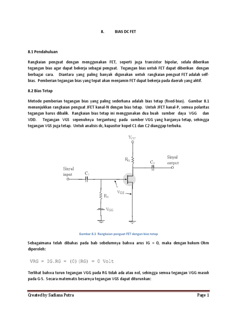 Bias DC Fet | PDF | Metode & Bahan Ajar | Teknologi & Rekayasa