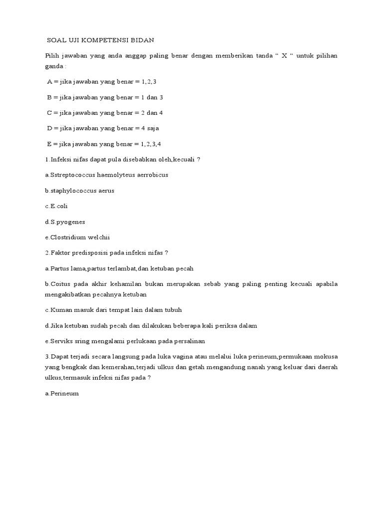 Soal Uji Kompetensi Bidan | PDF | Sains & Matematika