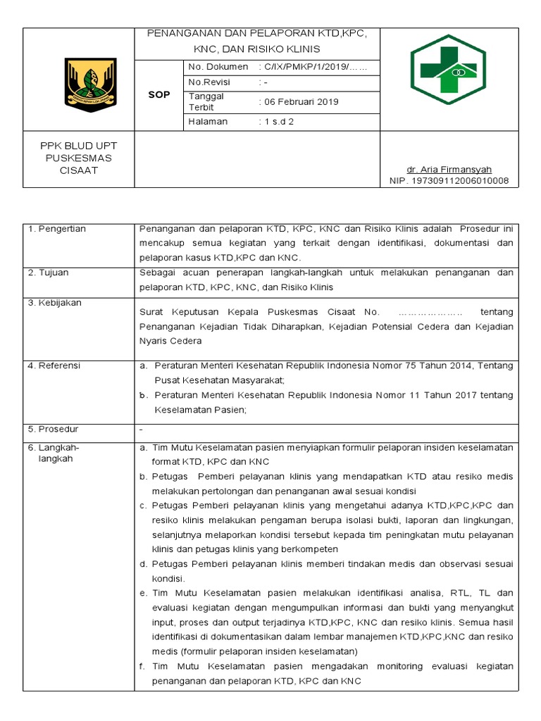 91.1.6 Sop KTD, KPC, KNC | PDF