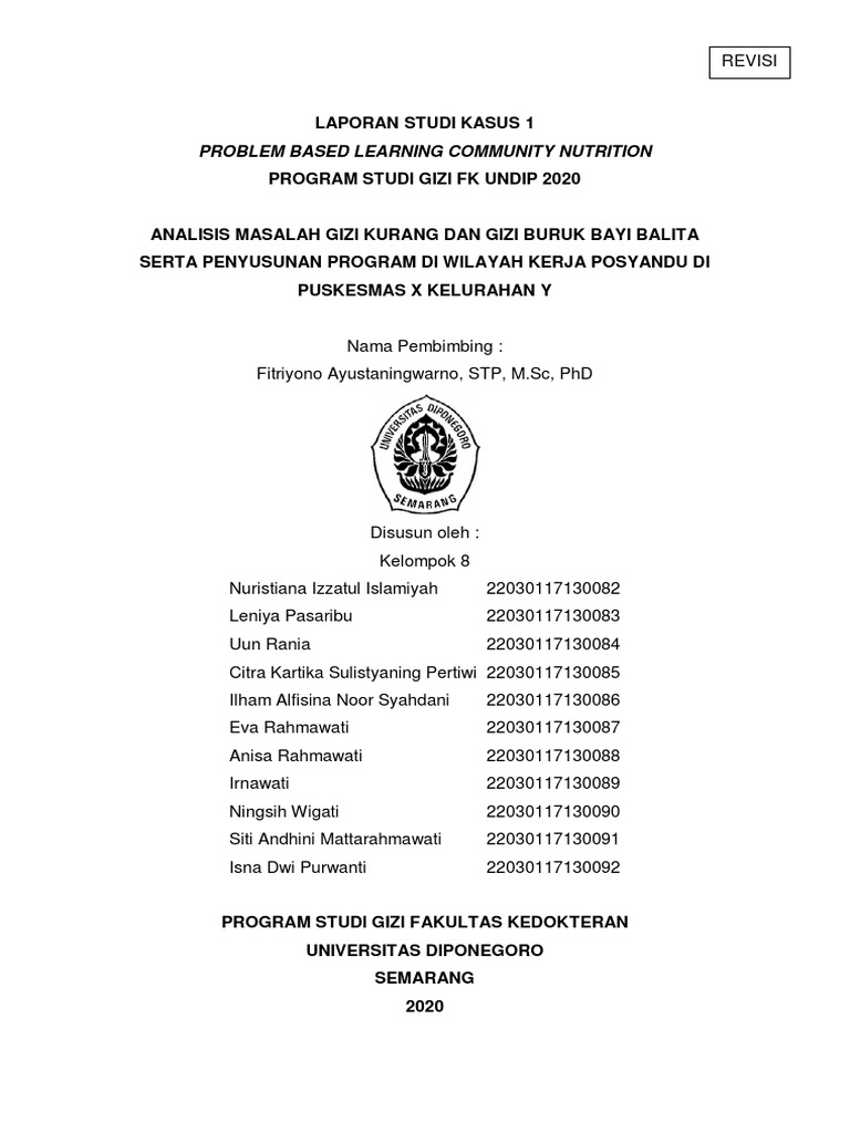 Kelompok 8 - Kasus 1 - PBL Gizi Masyarakat - Revisi | PDF