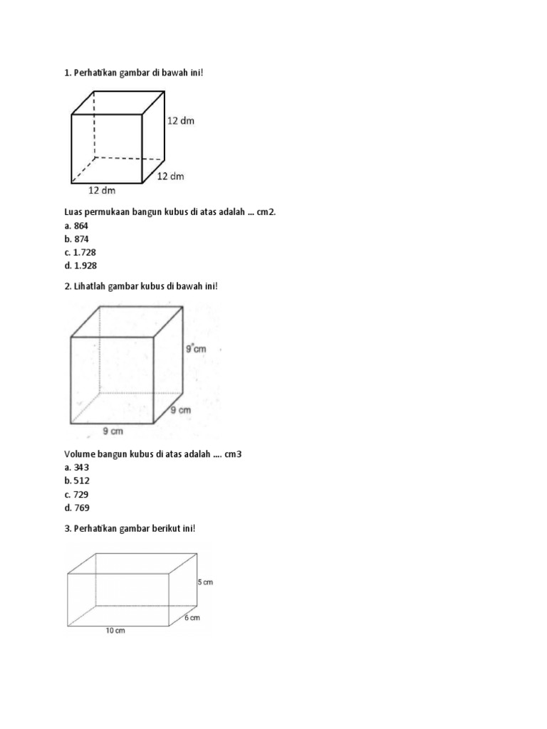 Soal Matematika Bangun Ruang 1 | PDF
