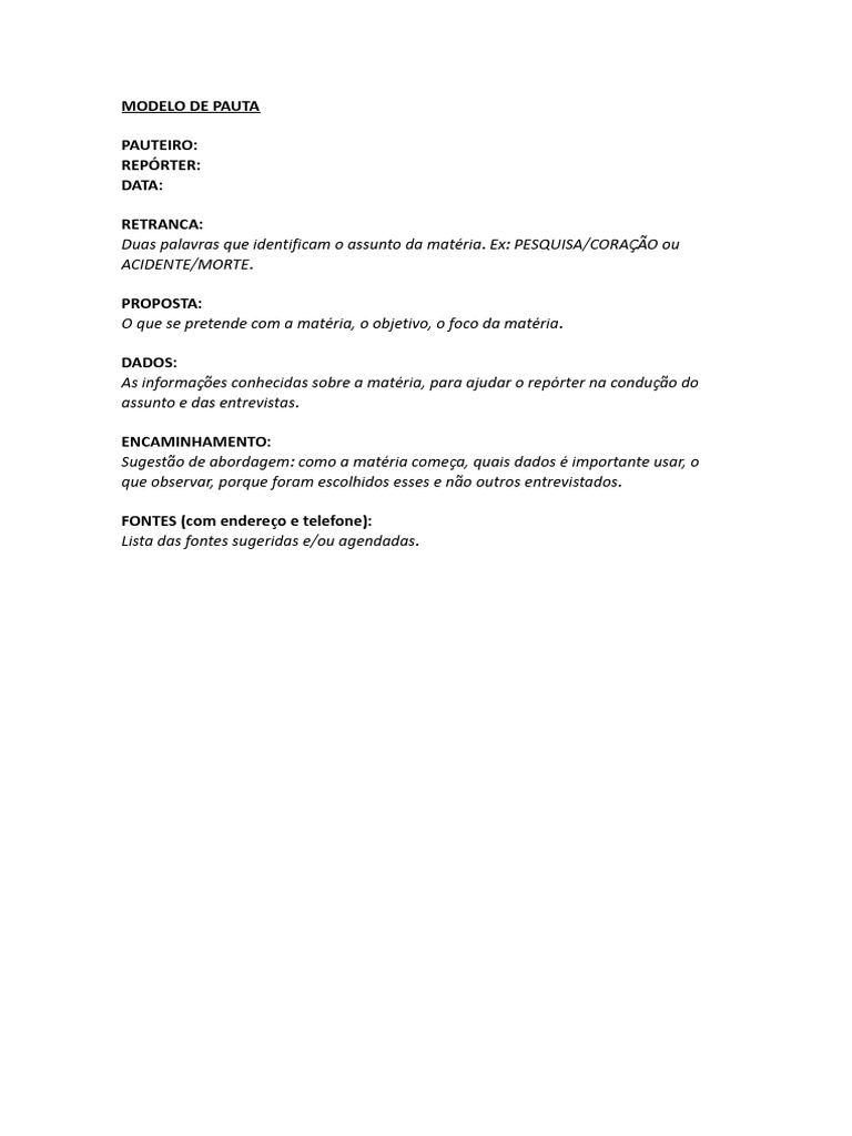 Modelo de Pauta | PDF