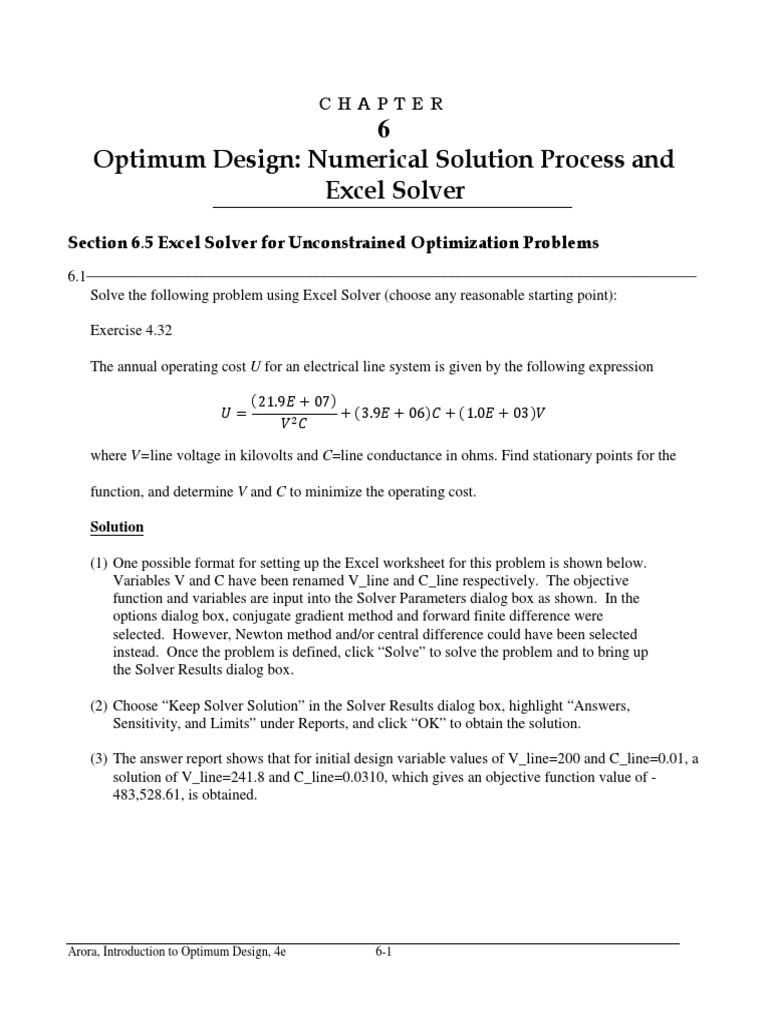 6 Optimum Design: Numerical Solution Process and Excel Solver | PDF ...