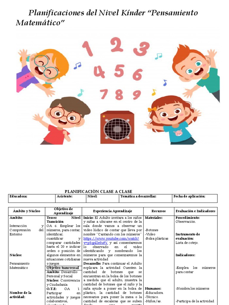 Planificaciones de Pensamiento Matematico Kinder B.N.O.doc 2 ...