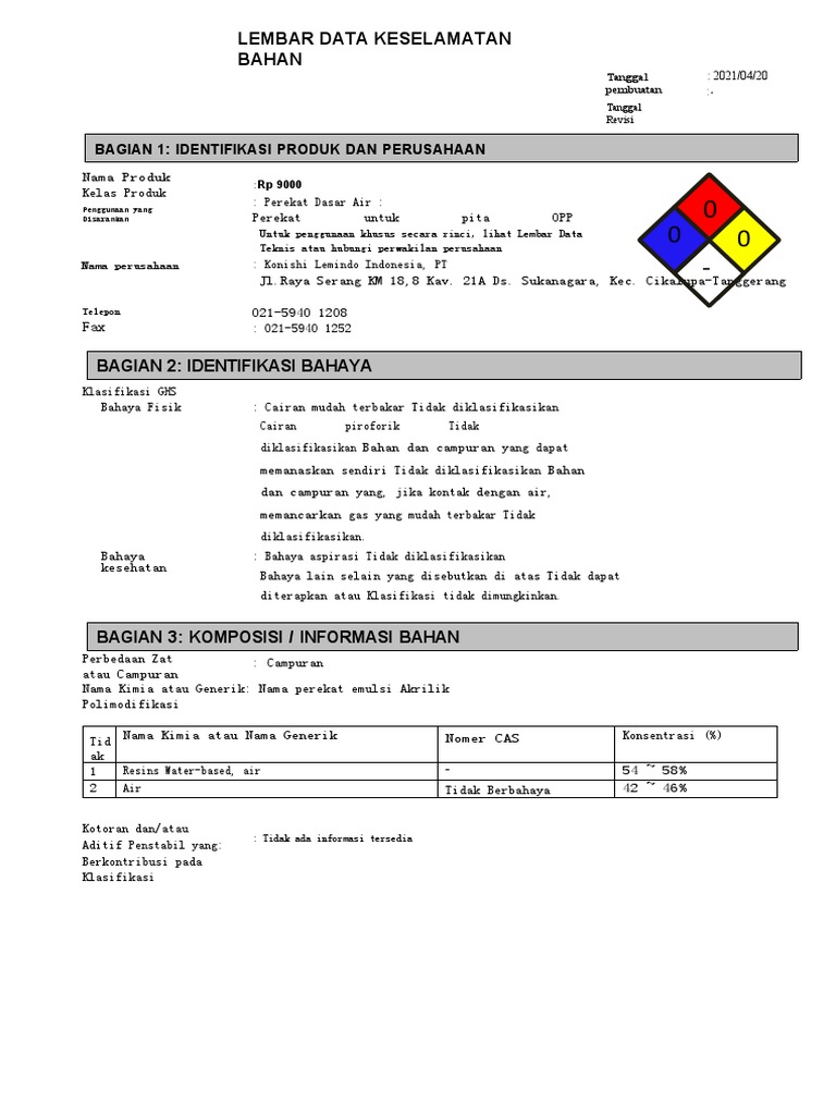 Msds P 9000 (GHS) .En - Id | PDF