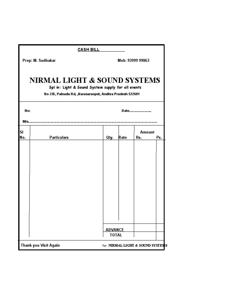 Sound & Lighting Bill 2 | PDF