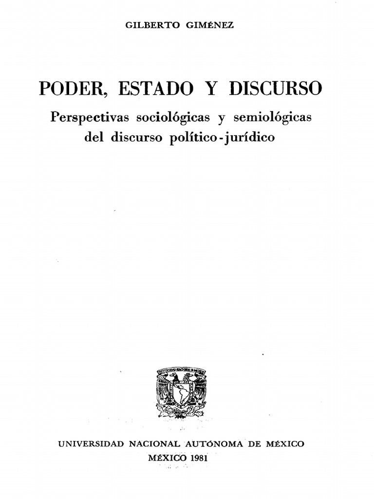 Poder Estado Y Discurso (Gimenez Gilberto) | PDF | Antonio Gramsci | Sociología