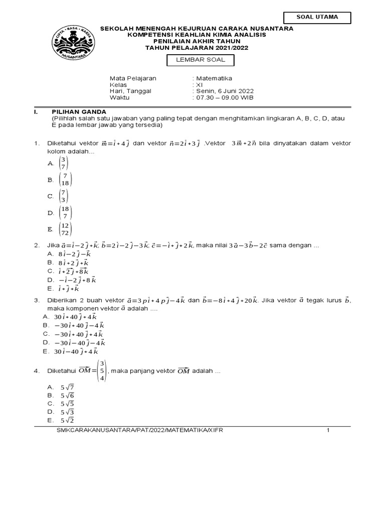 Soal Pat MTK Kelas Xi Ka | PDF