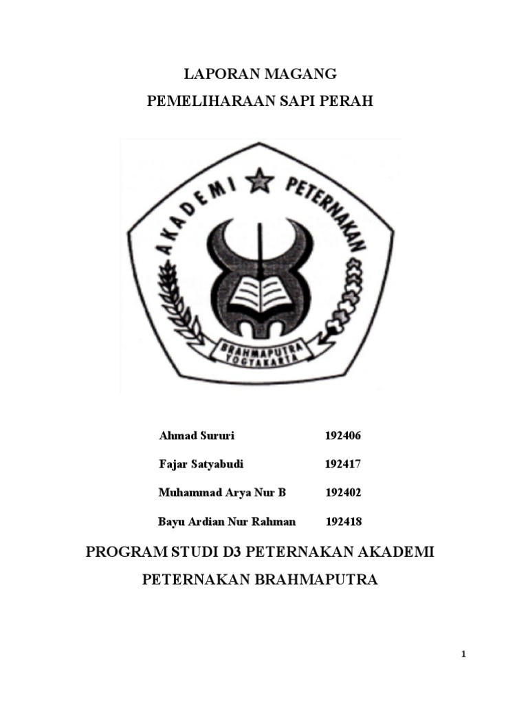 LAPORAN MAGANG Sapi Perah-1 | PDF LAPORAN MAGANG Sapi Perah-1 | PDF