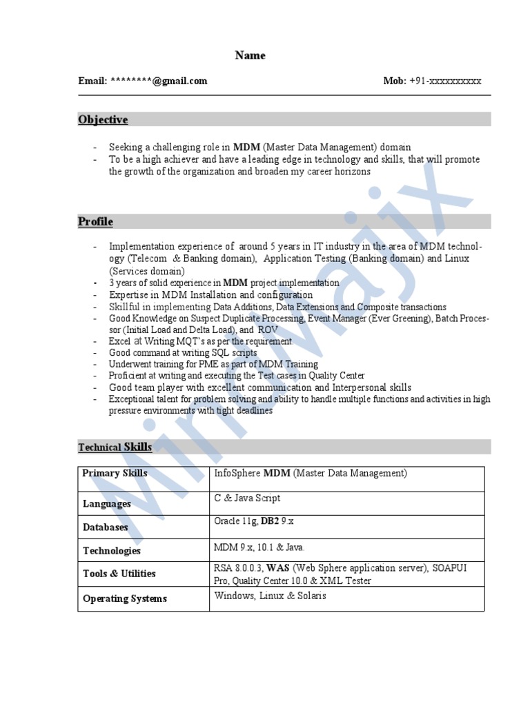 IBM MDM Sample Resume 2 | Download Free PDF | Linux | Web Service