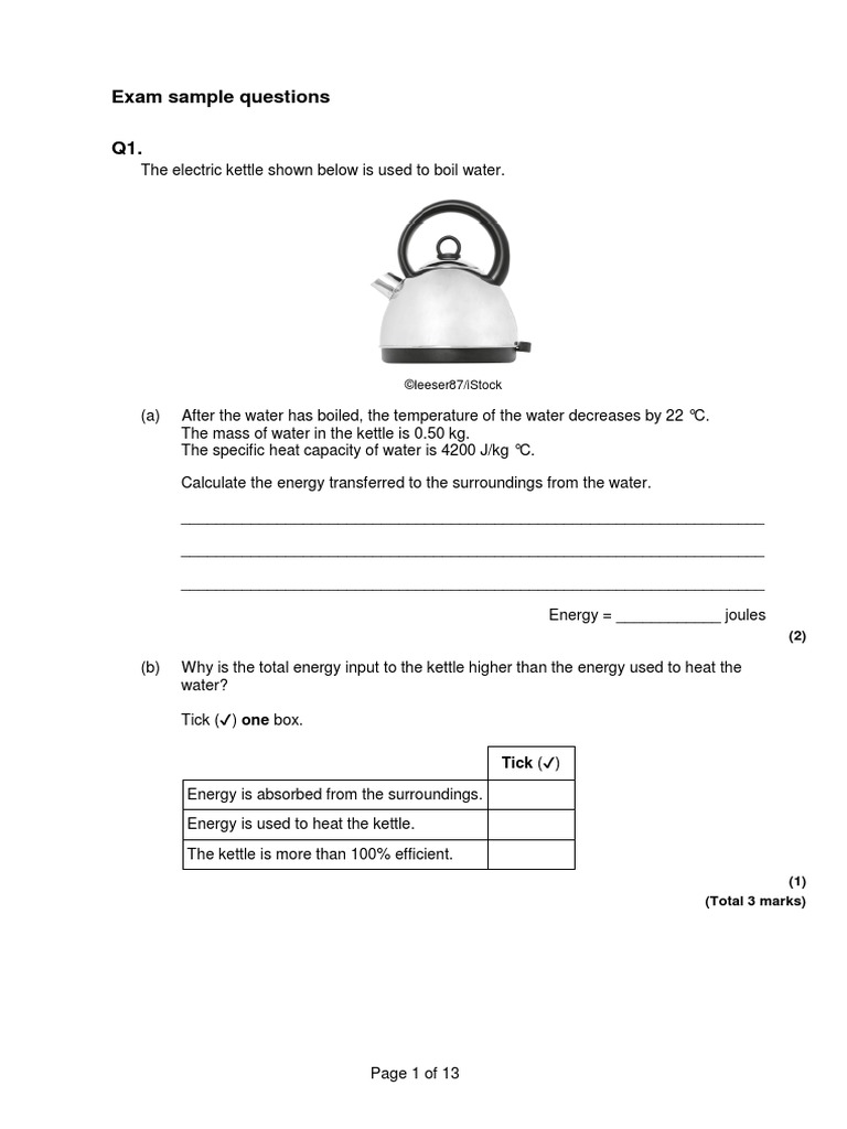 YEAR 9 SCIENCE Exam Sample Quesyions On SHC | PDF | Heat Capacity | Heat