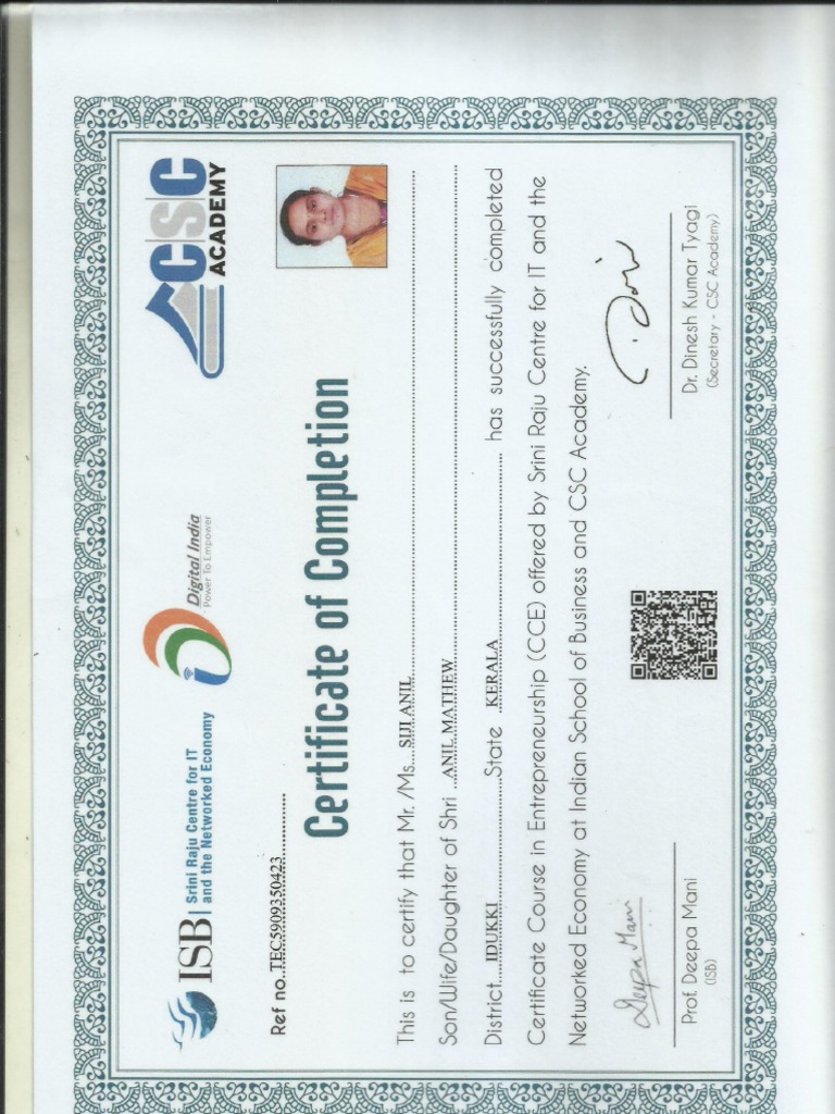 CSC Certificate | PDF