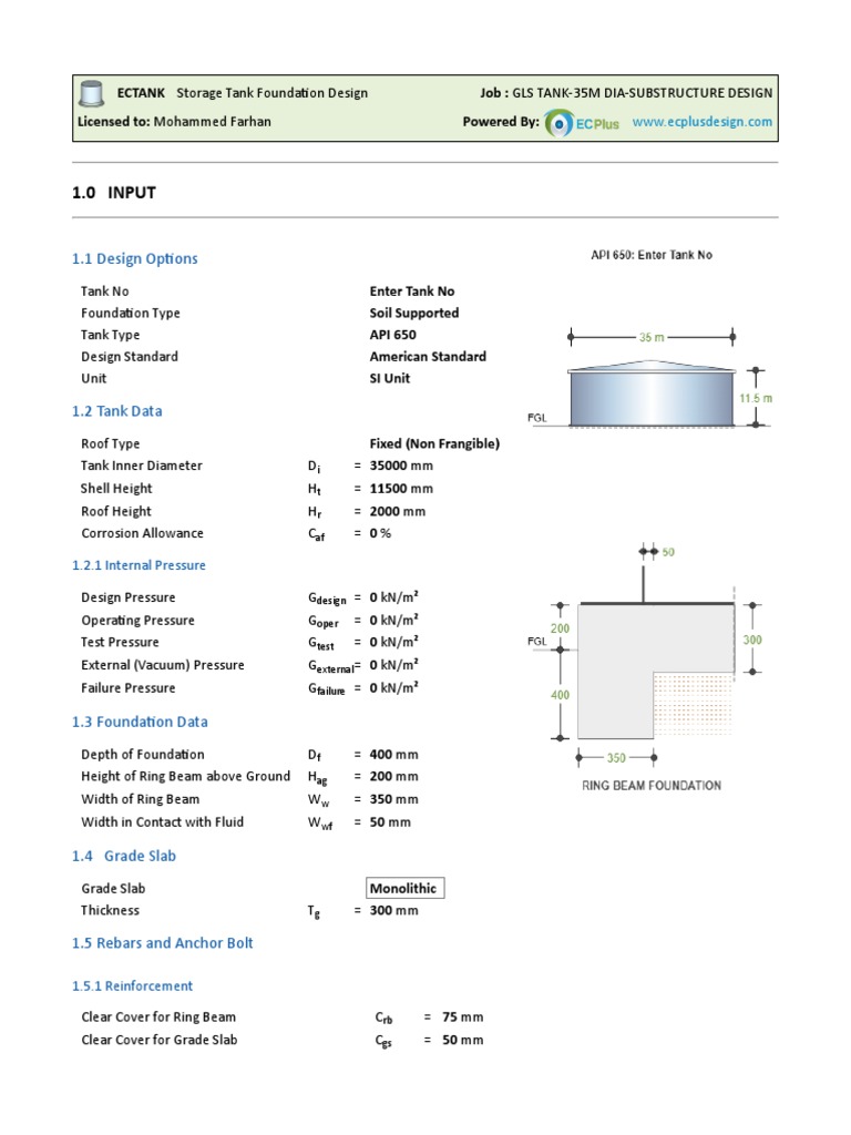 Design of GLS Tank-35m Dia-Substructure Design: Manual Calculation and Verification of ...