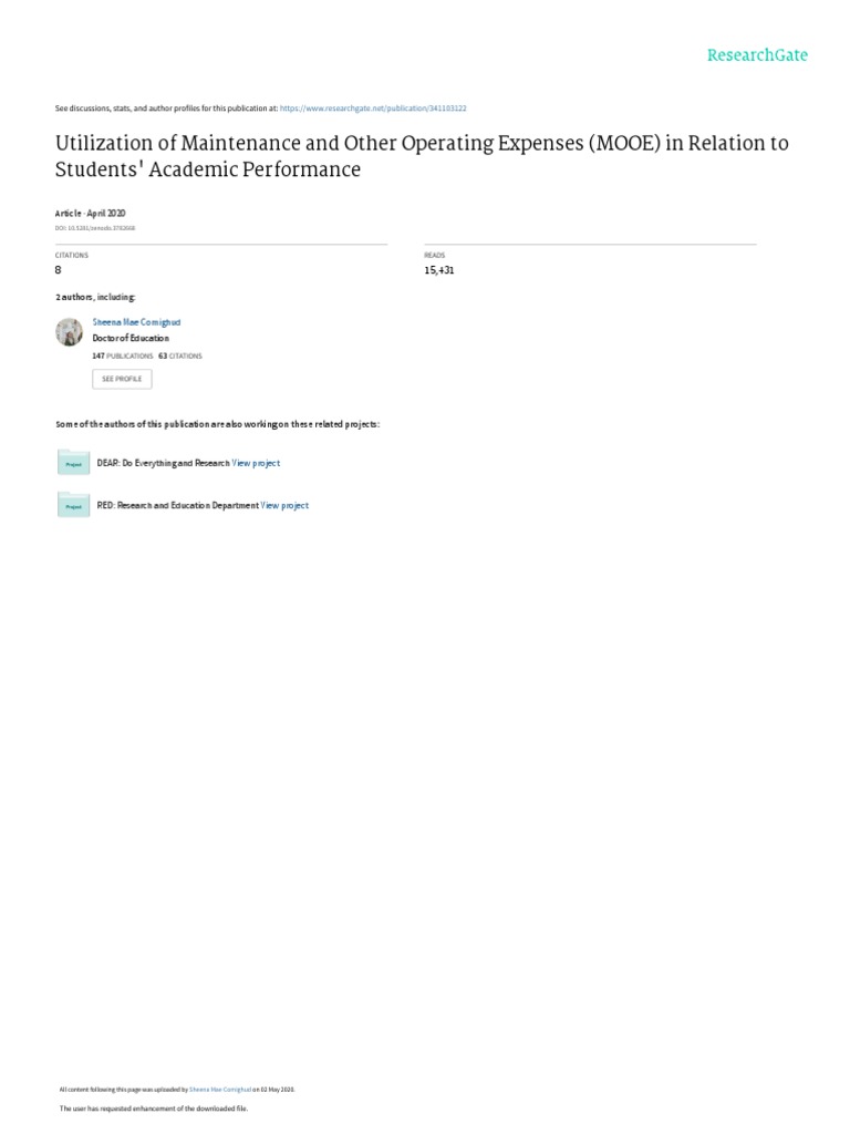 MOOE Utilization and Student Performance | PDF | Educational Attainment ...