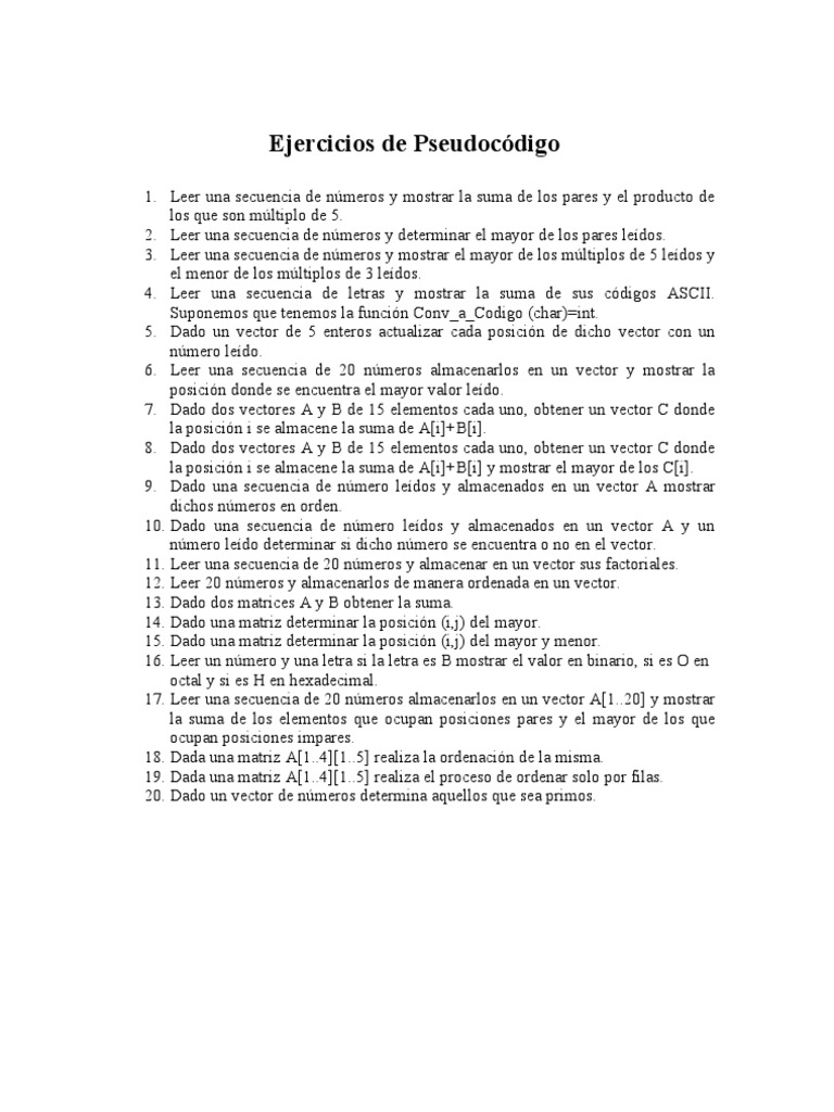 Pseudocodigo Matrices | PDF | Matriz (Matemáticas) | División (Matemáticas)