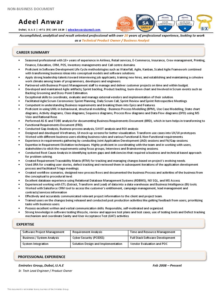 Adeel Anwar: Career Summary | Download Free PDF | Scrum (Software ...