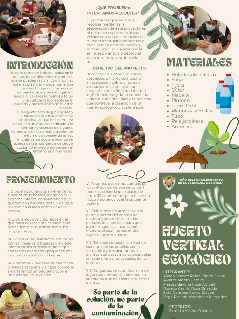 Tríptico Huerto Vertical Ecológico | PDF | Huerta | Entorno natural