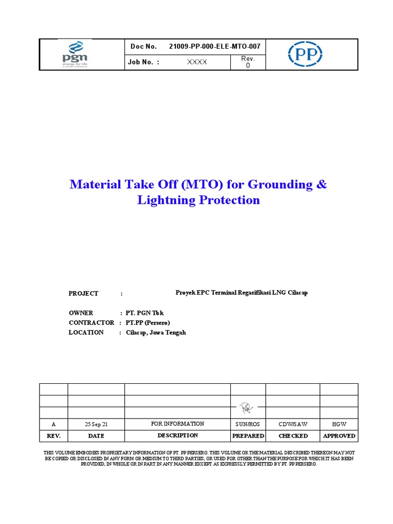 Material Take Off (MTO) For Grounding & Lightning Protection | PDF ...