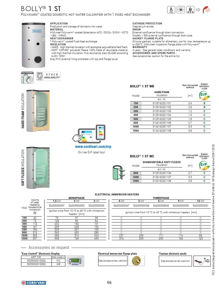 Polywarm Coated Domestic Hot Water Calorifier With 1 Fixed Heat ...