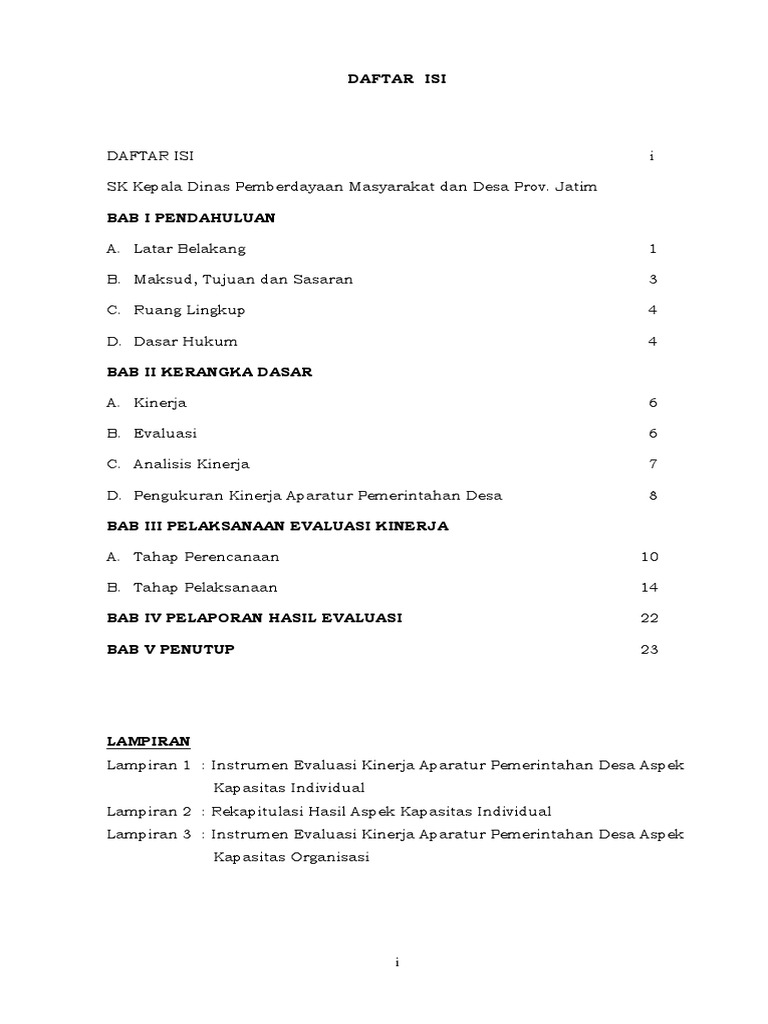 Pedoman Pelaksanaan Evaluasi Kinerja Aparatur Pemerintahan Desa Provinsi Jawa Timur | PDF