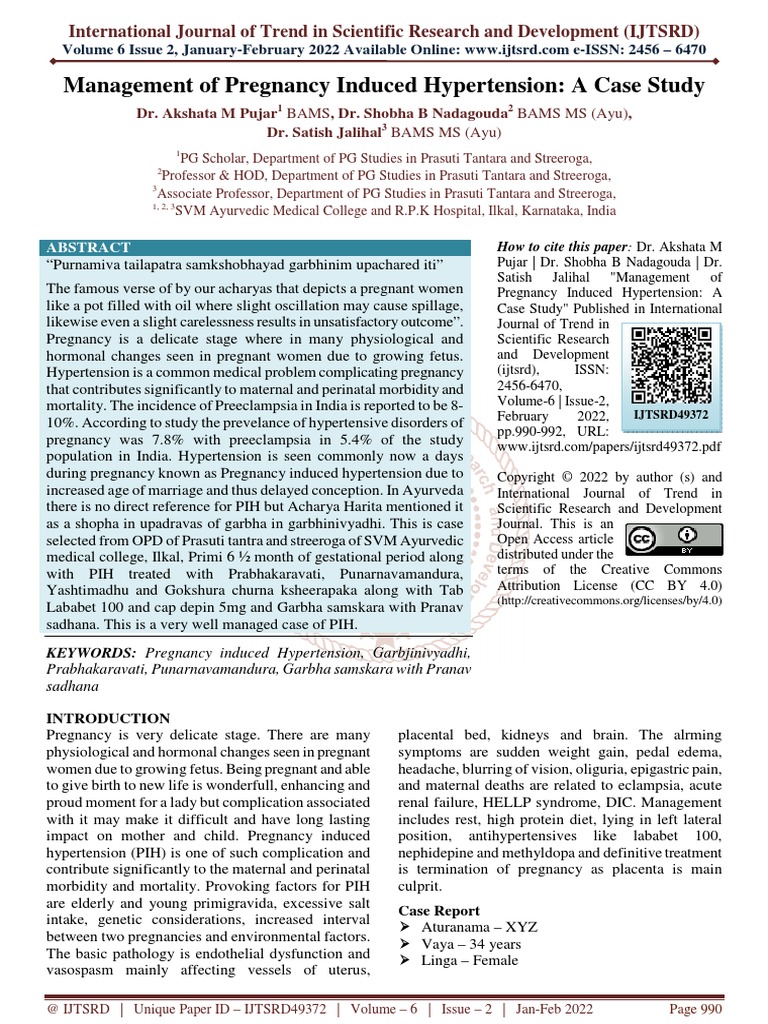 Management of Pregnancy Induced Hypertension A Case Study | PDF ...