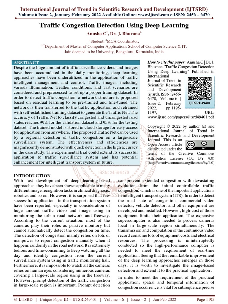 Traffic Congestion Detection Using Deep Learning | PDF | Deep Learning ...