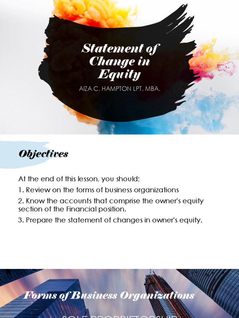 Statement of Changes in Owner's Equity | PDF | Equity (Finance) | Expense