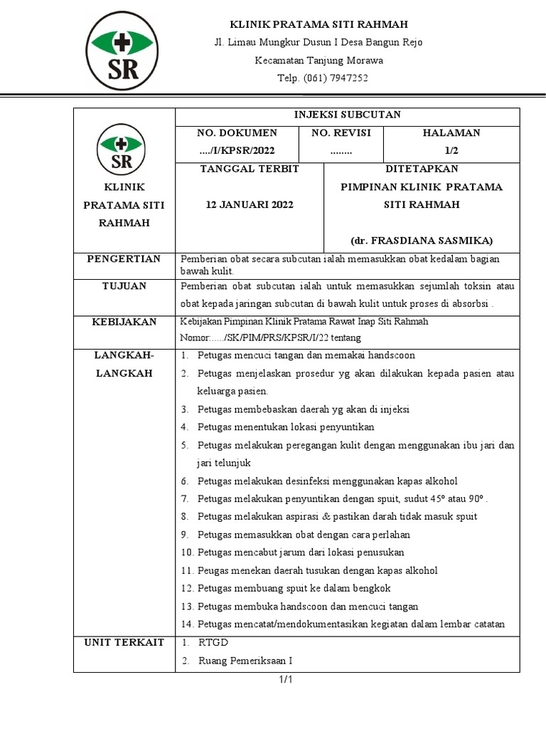 Sop Injeksi Subcutan | PDF