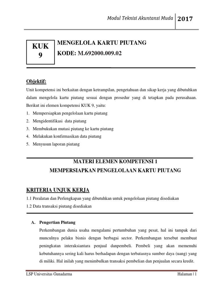 8 Mengelola Kartu Piutang | PDF