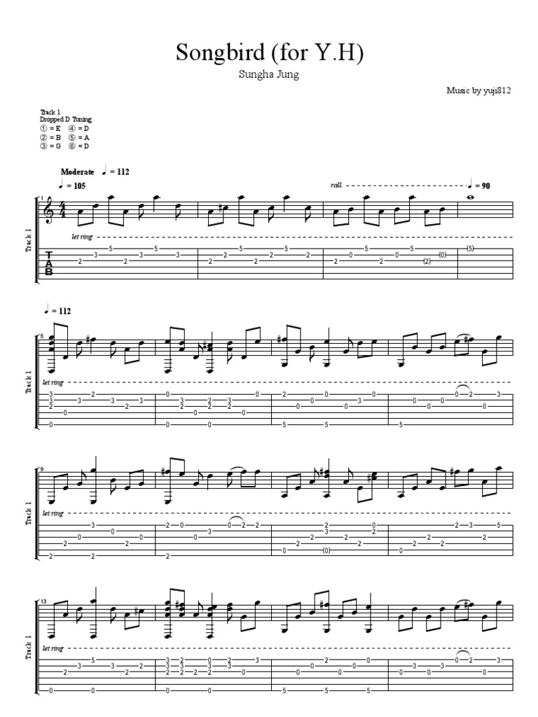 Songbird (Sungha Jung) Guitar Tabs | PDF